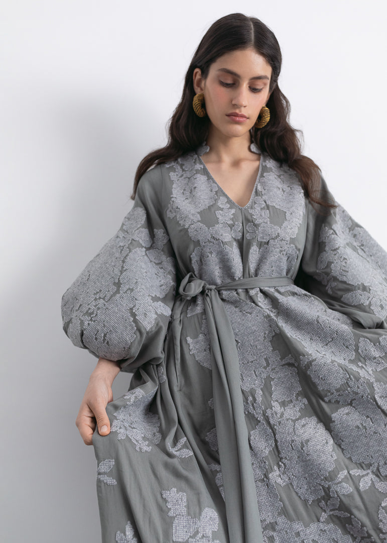 Luxurious Grey Roses Women's Midi Dress Yuliya Magdych
